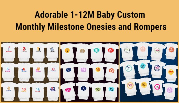 Cute 1-12M Baby Custom Monthly Milestone Onesies and Rompers in India