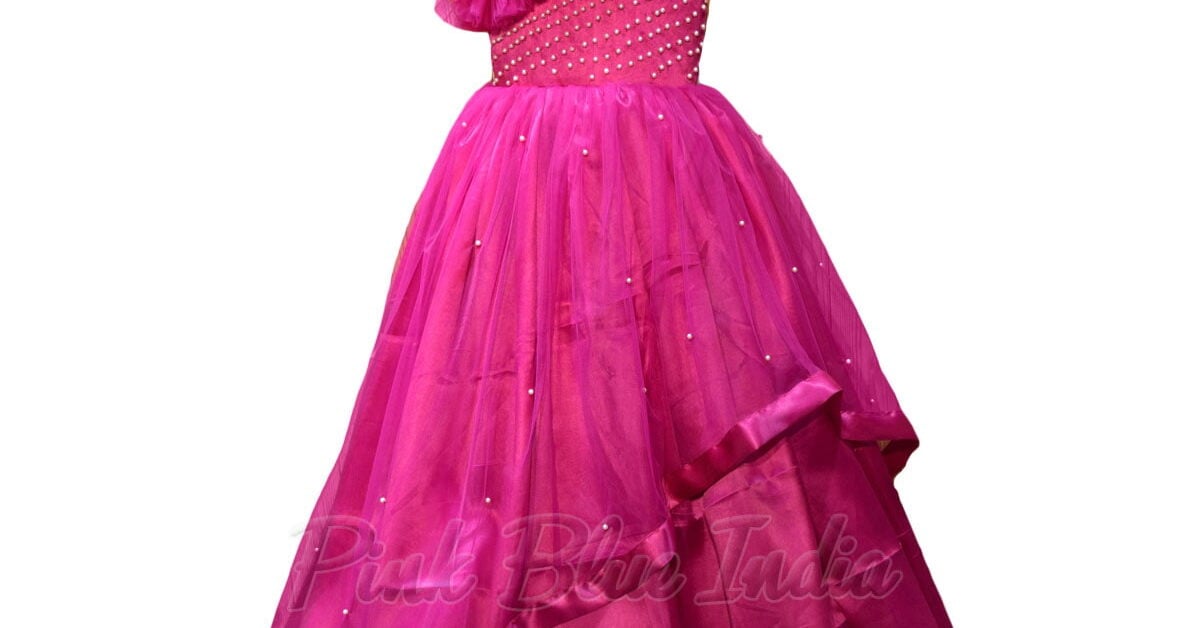 Hot Pink Gown - Buy Hot Pink Tail Gown Dress for Girls