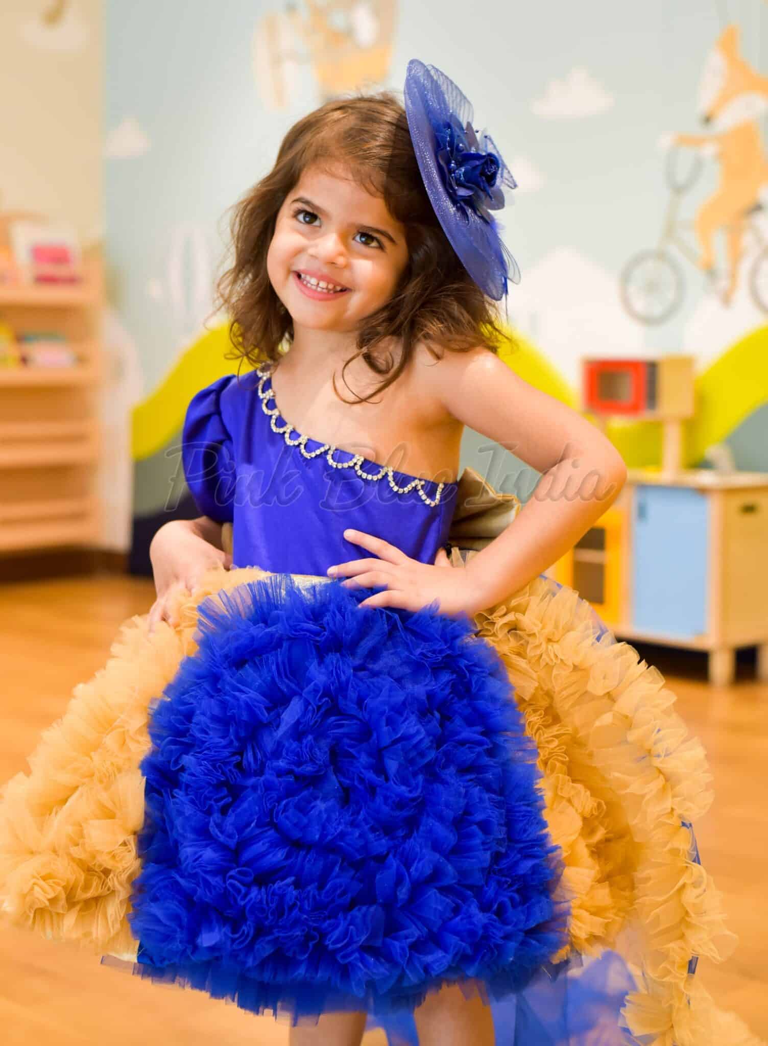 Royal Blue Golden Princess Dress