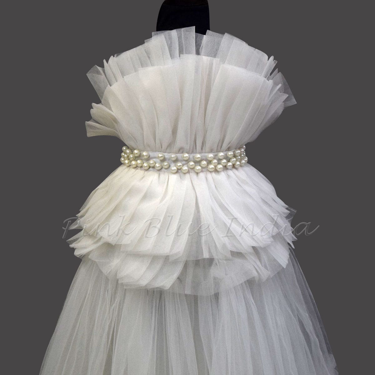 Two Piece White Dress with Pearl Waist Belt
